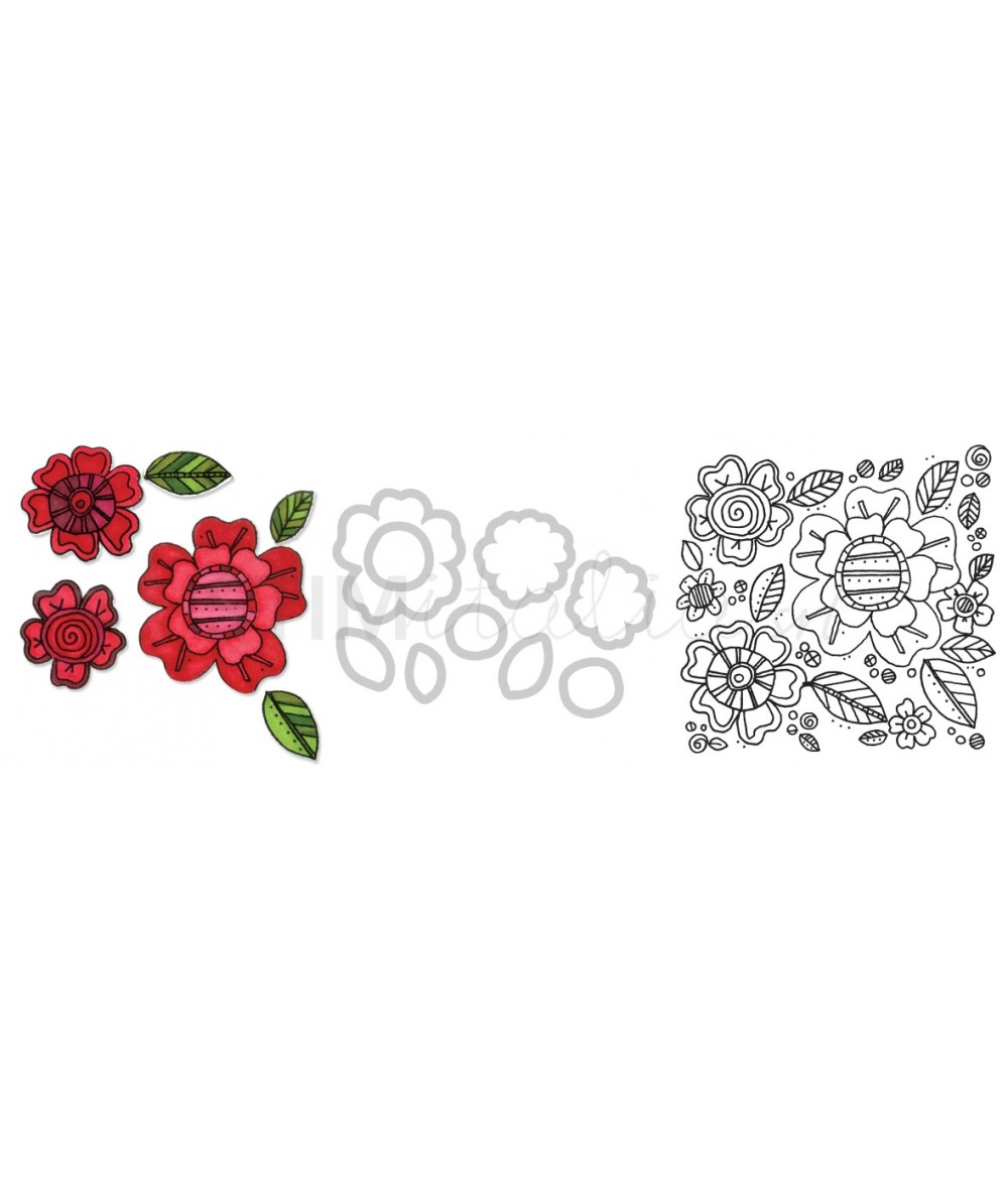 Framelits Die Set 8PK w/Stamps Flowers n5 by Stephanie Ackerman